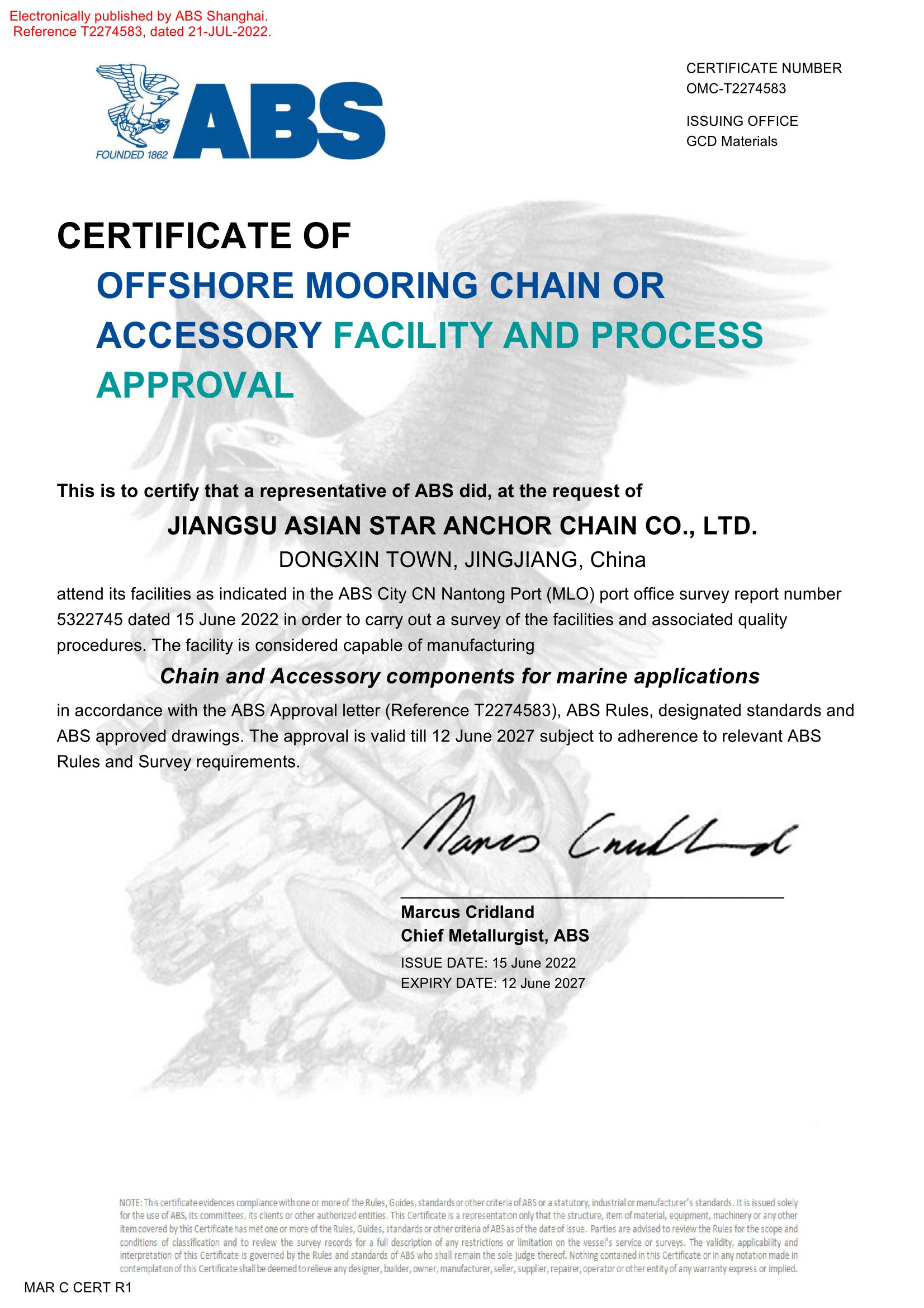 Industry Qualifications – ASAC Global Leader Mooring Systems